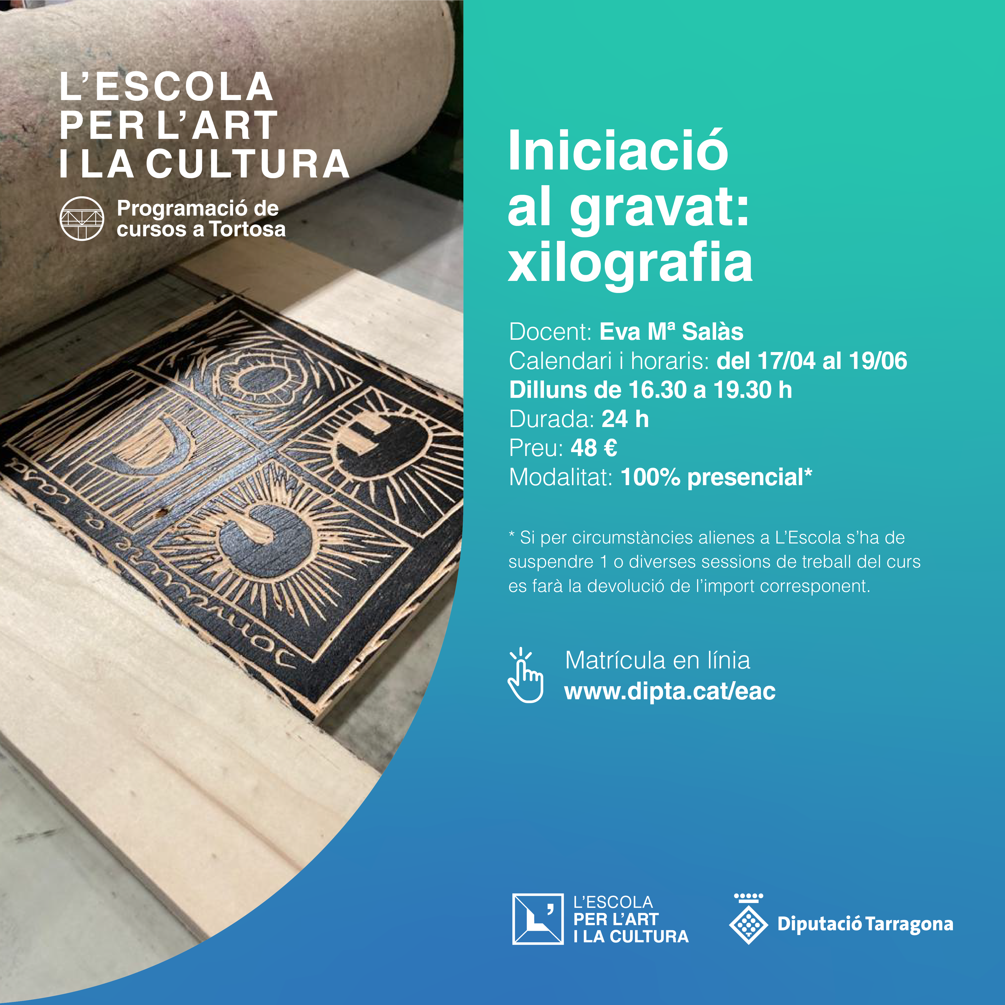 Iniciació al gravat: xilografia | Activitat formativa | EAC | Dipta